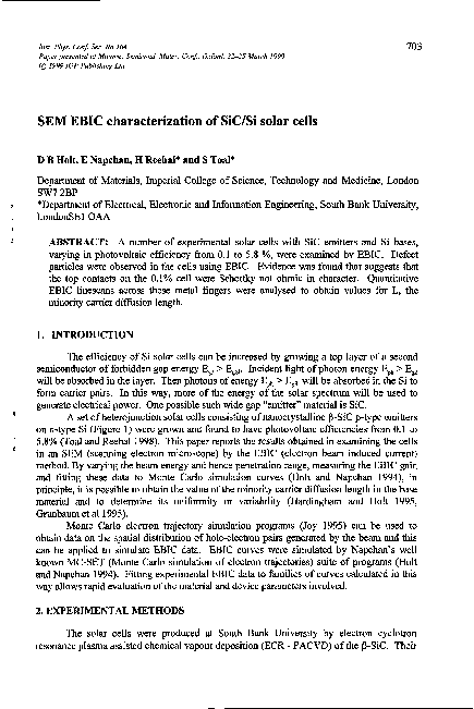 (PDF) EBIC Analysis of SiC/Si Solar Cells and Their Defects