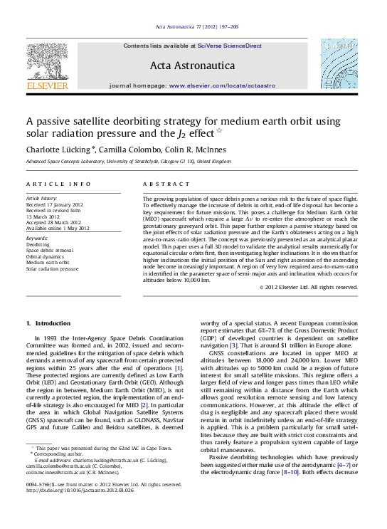 Pdf A Passive Satellite Deorbiting Strategy For Medium Earth Orbit