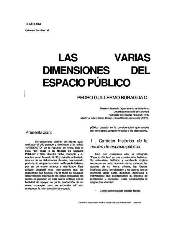 (PDF) Las Varias Dimensiones Del Espacio Público