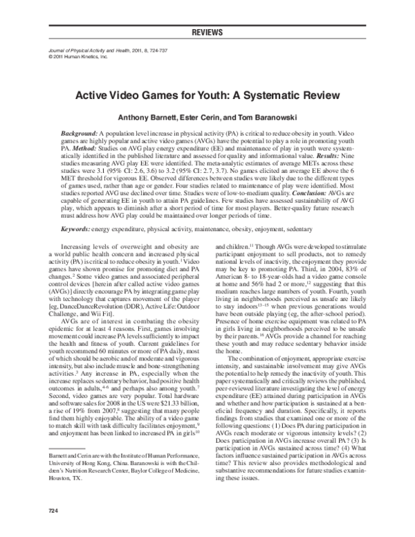 (PDF) Active video games for youth: A systematic review