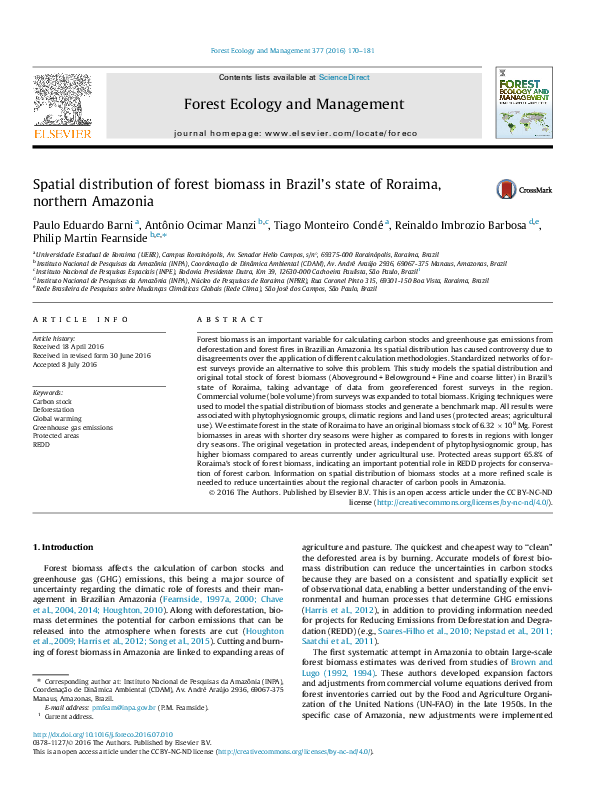 (PDF) Spatial distribution of forest biomass in Brazil's state of ...
