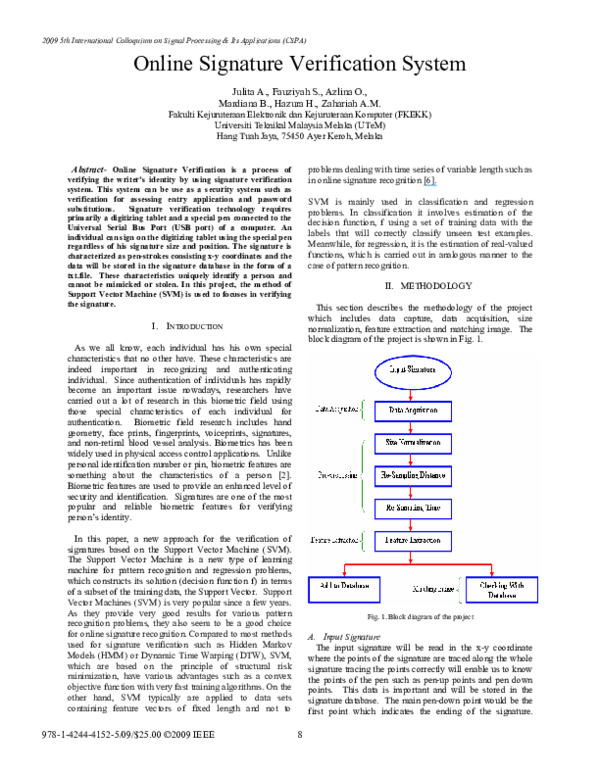 Pdf Online Signature Verification System