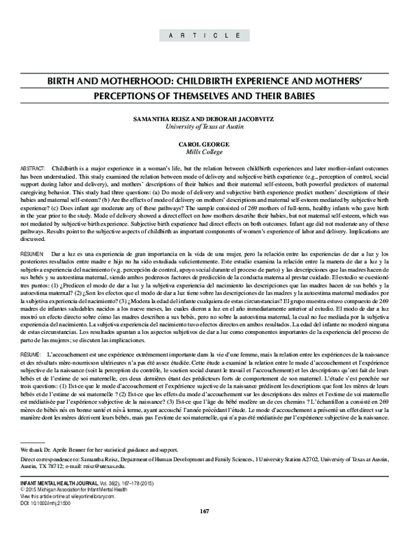(PDF) Birth and motherhood: Childbirth experience and mothers ...