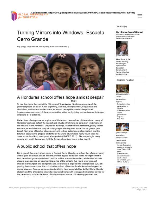 (PDF) Turning Mirrors into Windows: Escuela Cerro Grande
