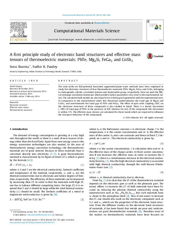 (PDF) A first principle study of electronic band structures and ...