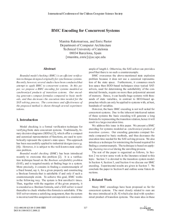 (PDF) BMC Encoding for Concurrent Systems