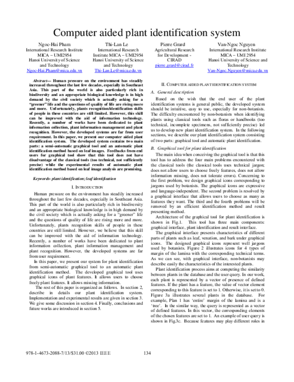 (PDF) Computer aided plant identification system
