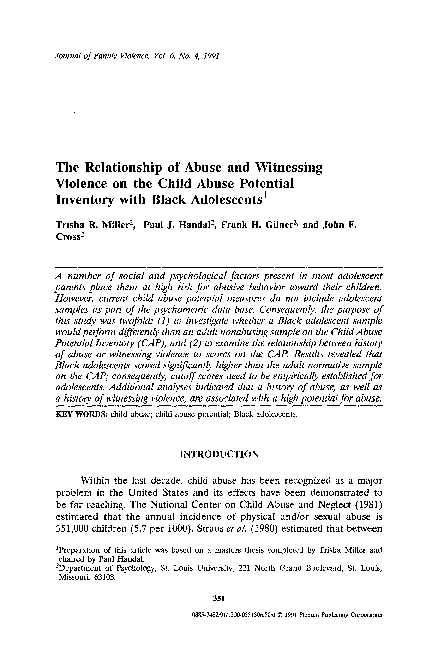 (PDF) The relationship of abuse and witnessing violence on the Child ...