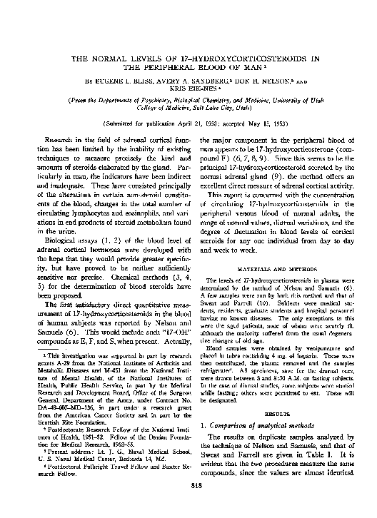 (PDF) The Normal Levels of 17-HYDROXYCORTICOSTEROIDS in the Peripheral ...