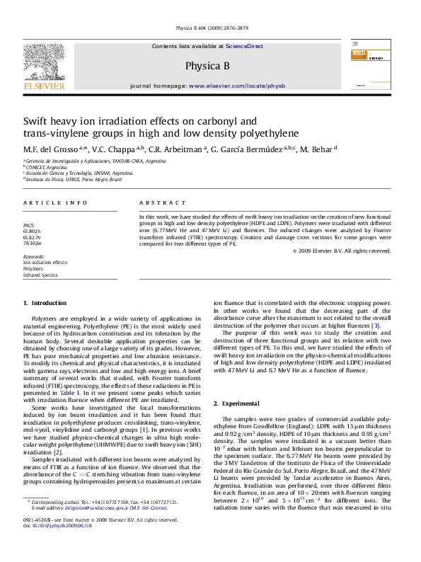 (PDF) Swift heavy ion irradiation effects on carbonyl and trans ...