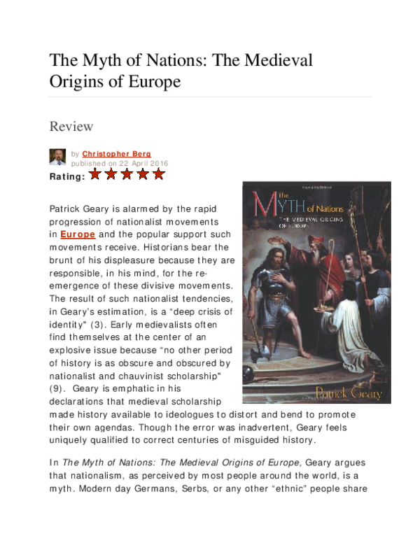 (PDF) The Myth of Nations: The Medieval Origins of Europe