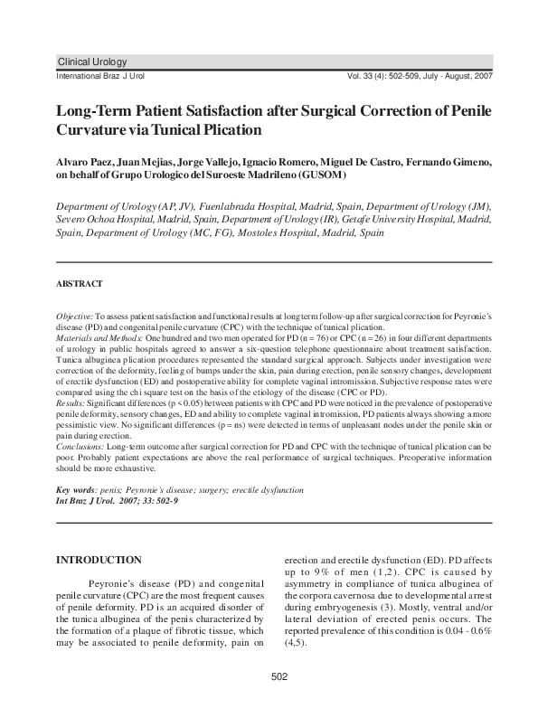 (PDF) Long-term patient satisfaction after surgical correction of ...