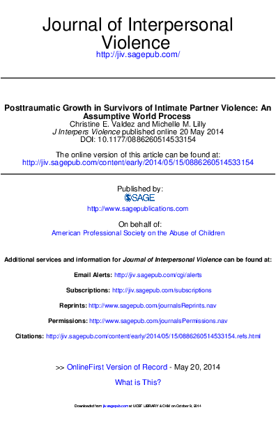 (PDF) Posttraumatic Growth in Survivors of Intimate Partner Violence ...