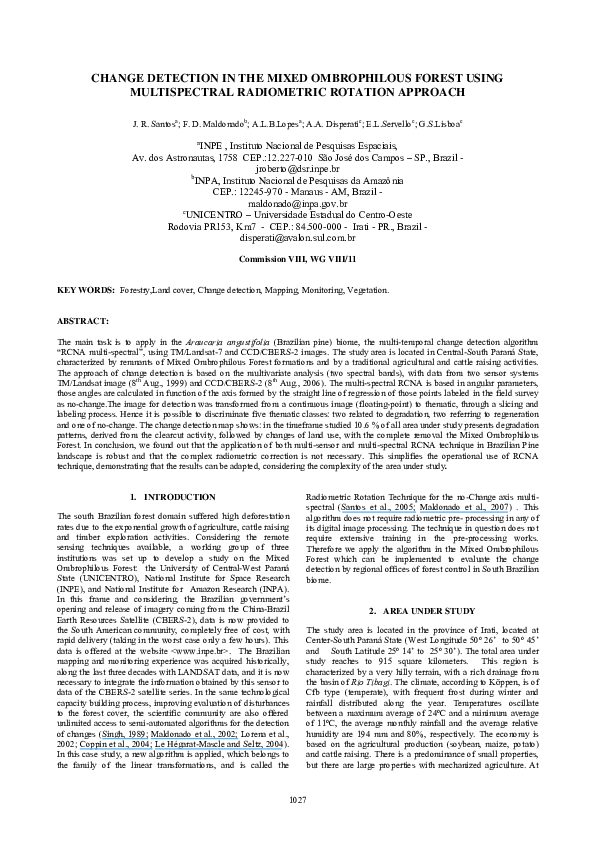 (PDF) Change Detection in the Mixed Ombrophilous Forest Using Multispectral Radiometric Rotation ...