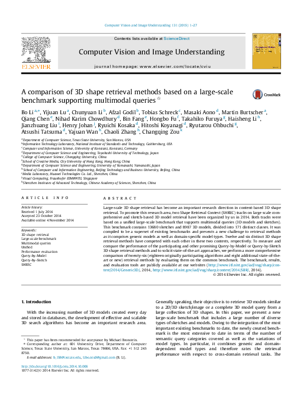 Pdf A Comparison Of 3d Shape Retrieval Methods Based On A Large Scale
