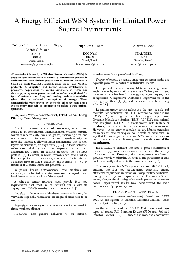 (PDF) A energy efficient WSN system for limited power source environments