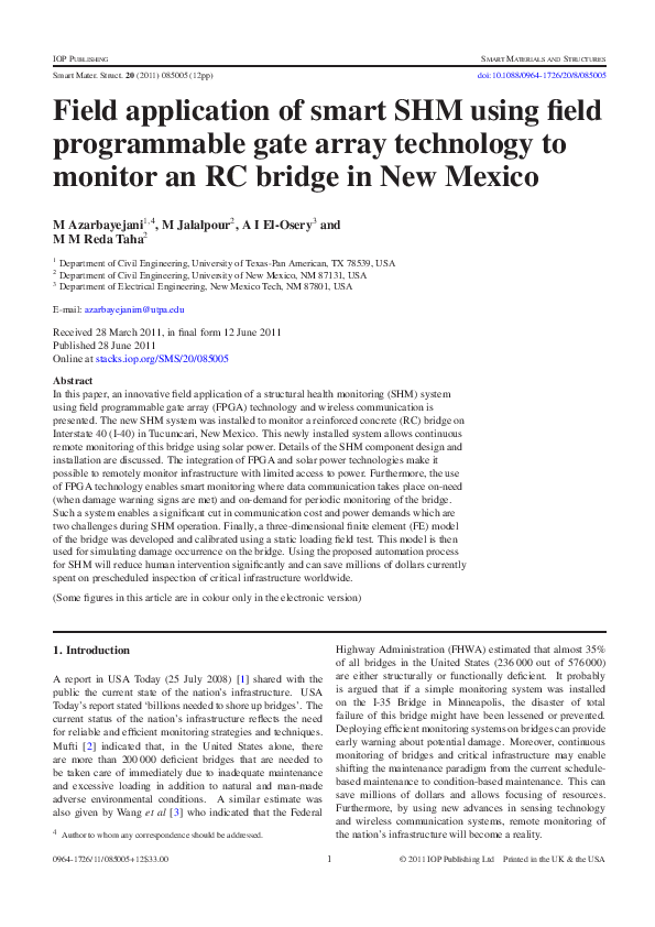 (PDF) Field application of smart SHM using field programmable gate array technology to monitor ...
