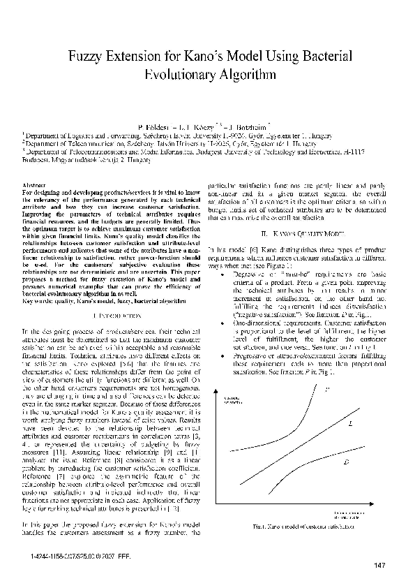 Pdf Fuzzy Extension For Kano S Model Using Bacterial Evolutionary Algorithm