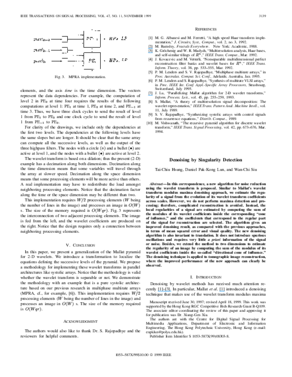 (PDF) Denoising by singularity detection
