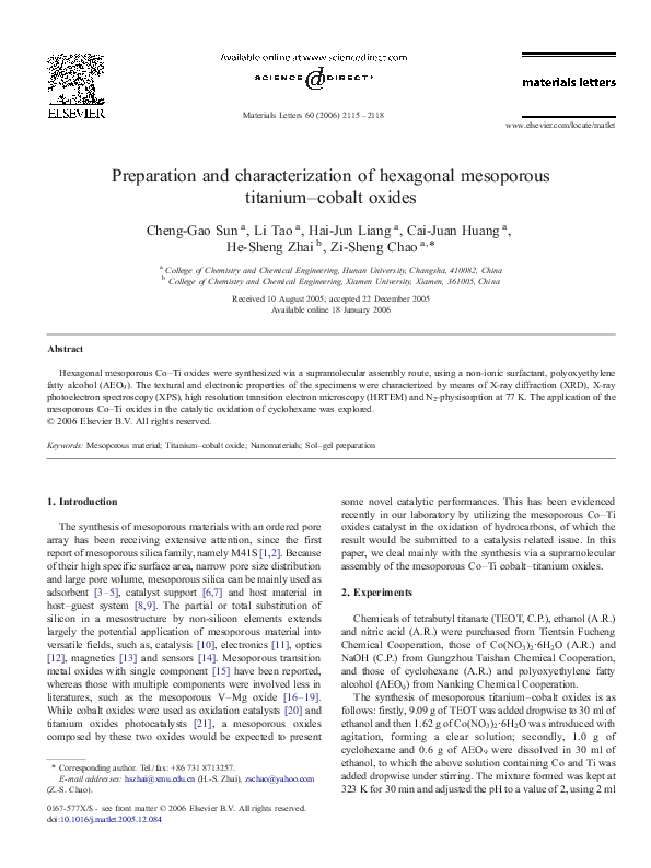 (PDF) Preparation and Characterization of Hexagonal W-type Barium ...