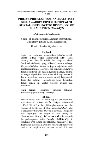 (PDF) PHILOSOPHICAL SUFISM: AN ANALYSIS OF SUHRAWARDI'S CONTRIBUTION ...
