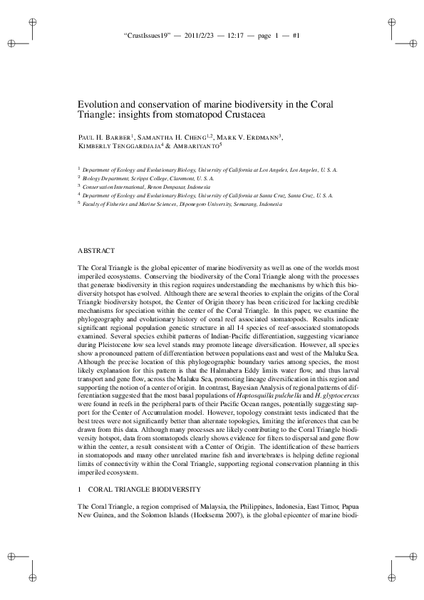 (PDF) Evolution and conservation of marine biodiversity in the Coral ...