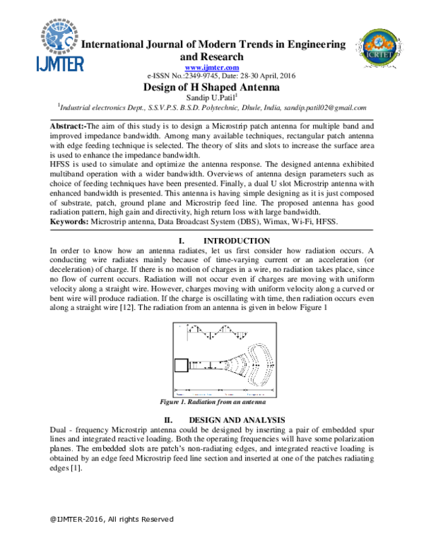 (PDF) Design of H Shaped Antenna