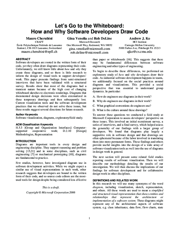 (PDF) Let's go to the whiteboard: how and why software developers use ...