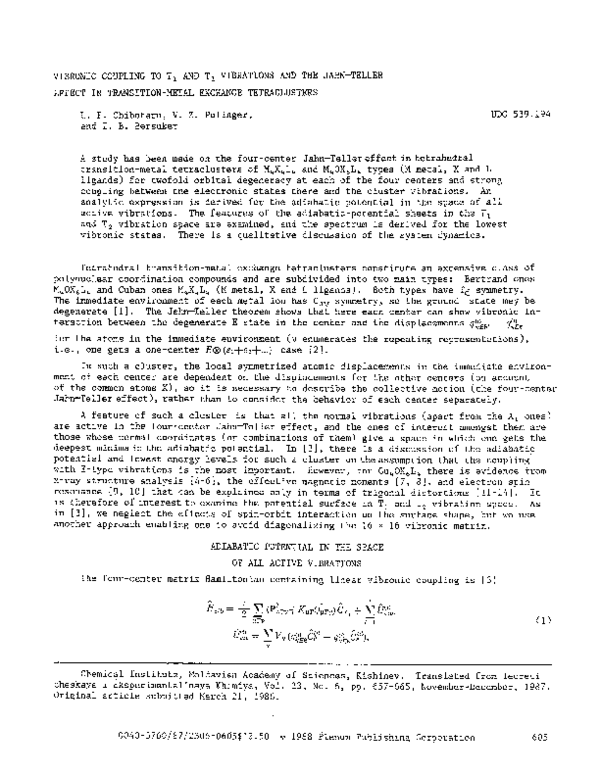 (PDF) Vibronic coupling to T1 and T2 vibrations and the Jahn-Teller effect in transition-metal ...