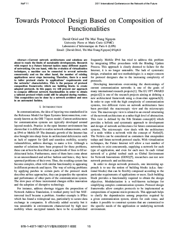(PDF) Towards protocol design based on composition of functionalities