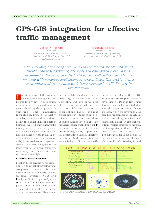 (PDF) GPS-GIS integration for effective traffic management