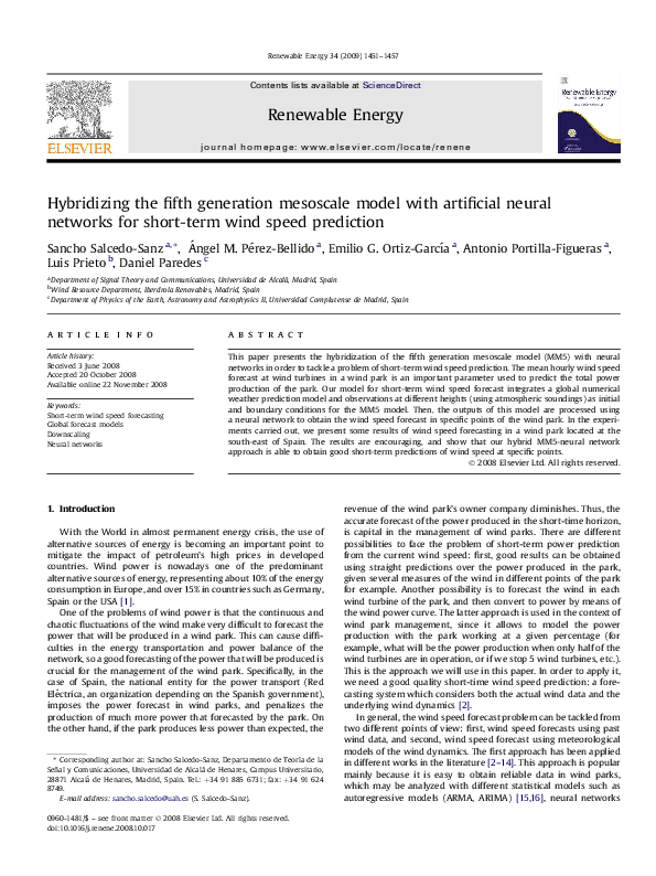 (PDF) Hybridizing the fifth generation mesoscale model with artificial neural networks for short ...