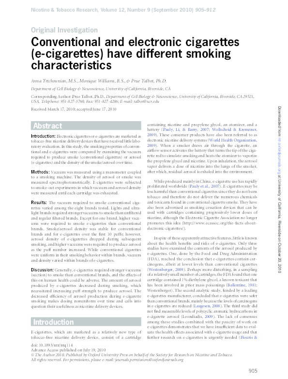 (PDF) Conventional and electronic cigarettes (e-cigarettes) have ...