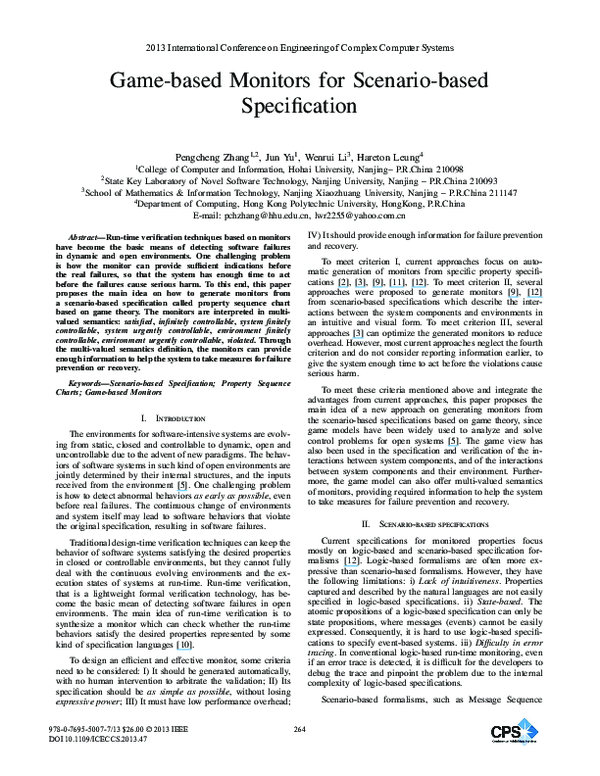 (PDF) Game-Based Monitors for Scenario-Based Specification