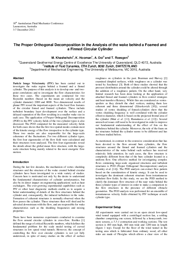 (PDF) The Proper Orthogonal Decomposition in the Analysis of the wake behind a Foamed and a ...