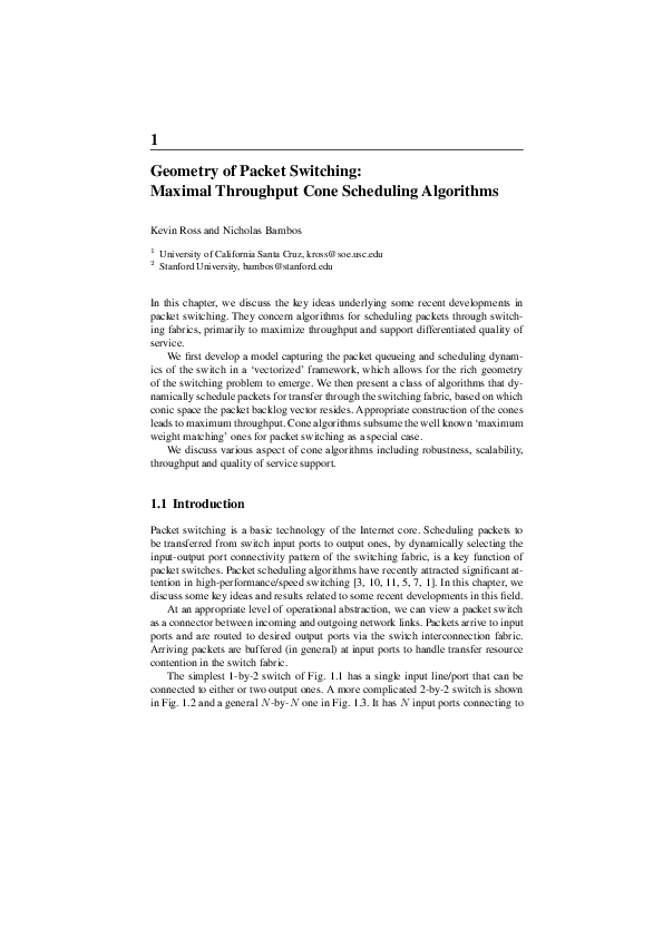 (PDF) Geometry of Packet Switching: Maximal Throughput Cone Scheduling Algorithms