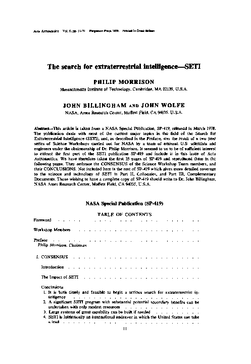 (PDF) The Search for Extraterrestrial Intelligence, SETI