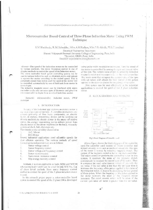 Pdf Micro Controller Based Control Of Three Phase Induction Motor Using Pvl1 Technique