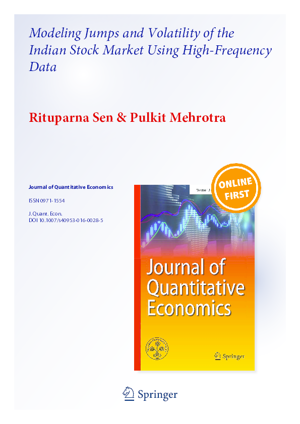 Pdf Modeling Jumps And Volatility Of The Indian Stock Market Using High Frequency Data