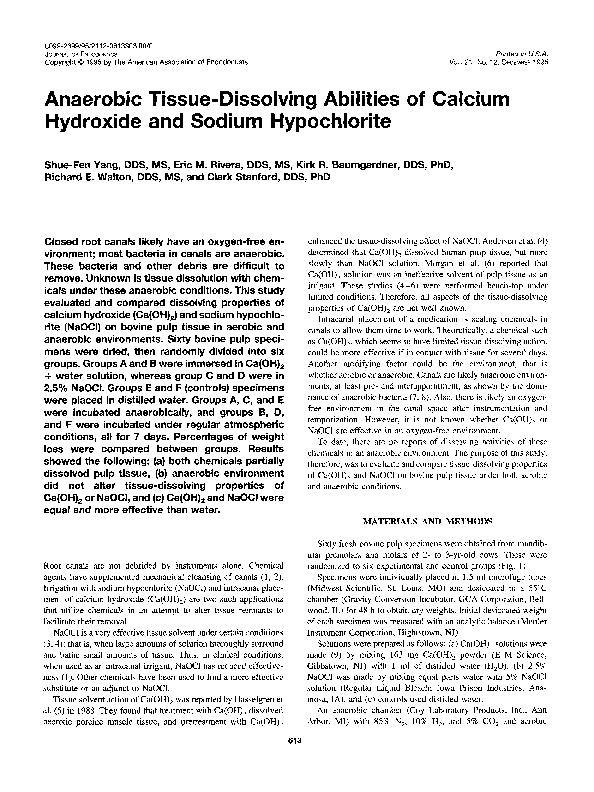 (PDF) Anaerobic tissue-dissolving abilities of calcium hydroxide and ...