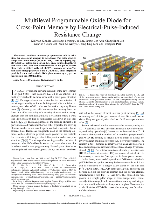 (PDF) Multilevel Programmable Oxide Diode for Cross-Point Memory by Electrical-Pulse-Induced ...