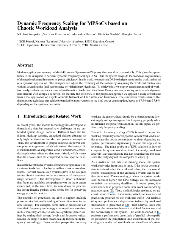 (PDF) Dynamic Frequency Scaling for MPSoCs based on Chaotic Workload Analysis