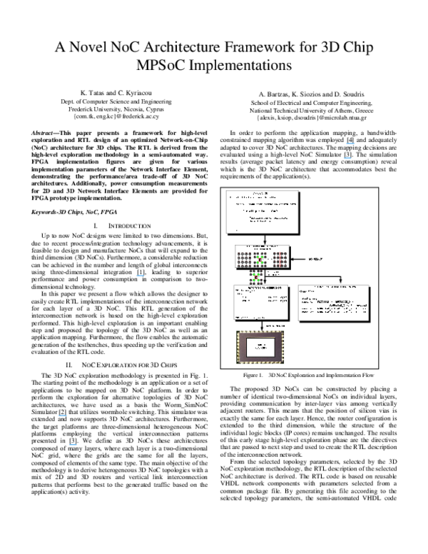 Pdf A Novel Noc Architecture Framework For 3d Chip Mpsoc Implementations 
