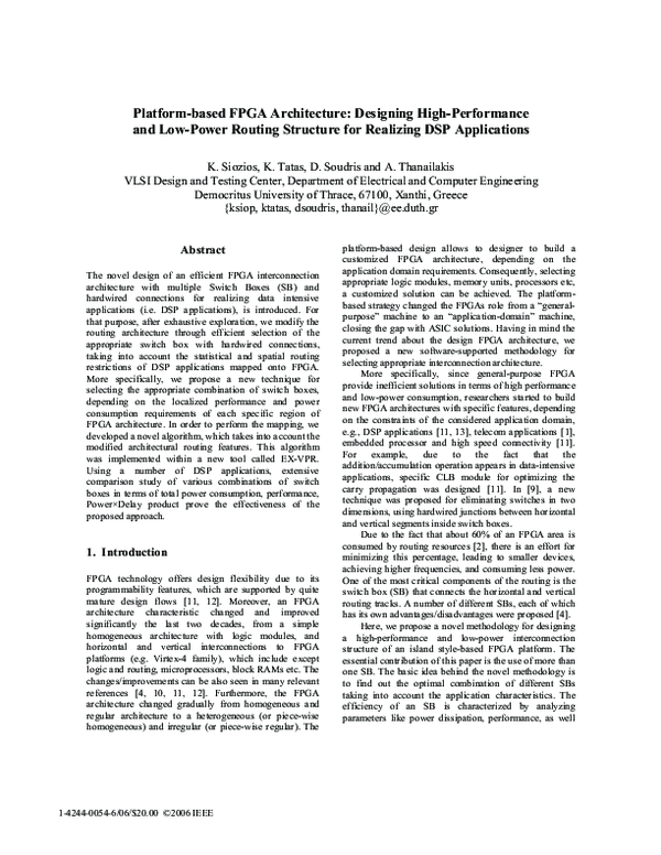 Pdf Platform Based Fpga Architecture Designing High Performance And Low Power Routing