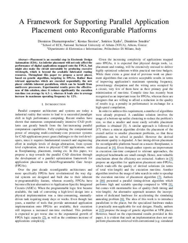 (PDF) A framework for supporting parallel application placement onto reconfigurable platforms