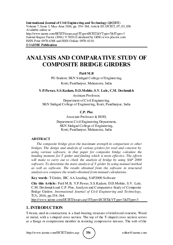 (PDF) ANALYSIS AND COMPARATIVE STUDY OF COMPOSITE BRIDGE GIRDERS
