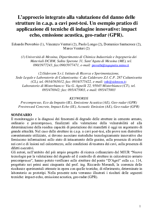 (PDF) L'approccio integrato alla valutazione del danno delle strutture ...