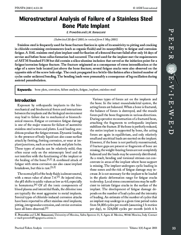 (PDF) Microstructural Analysis of Failure of a Stainless Steel Bone ...