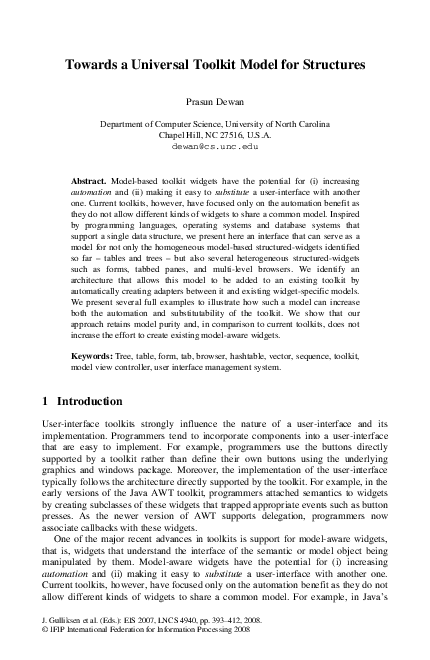 (PDF) Towards a Universal Toolkit Model for Structures