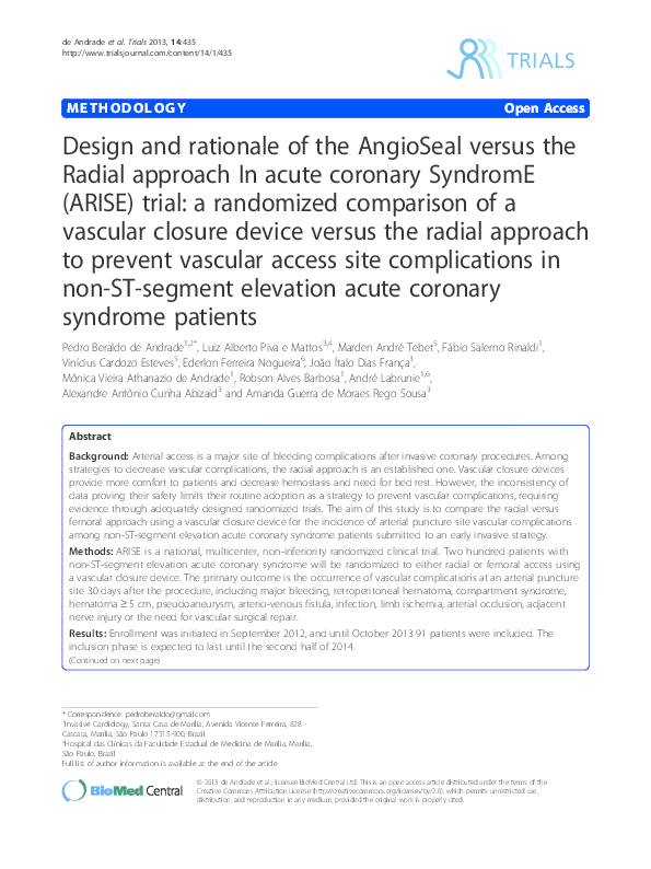 (PDF) Design and rationale of the AngioSeal versus the Radial approach ...